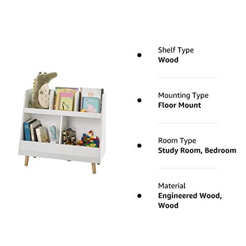 Haotian KMB19-W, Children Kids Bookcase with 5 Compartments, Storage Book Shelf, Storage Display, Rack, Organizer, Holder