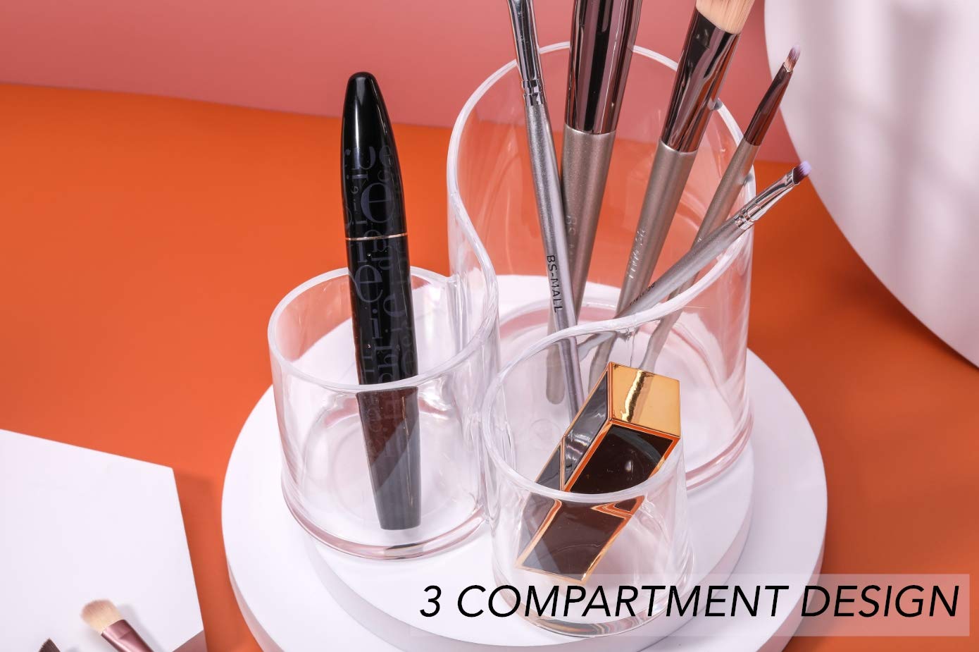 BS-MALL Makeup Brush Organizer for Countertop Display Container Cosmetics Brushes Desk Stand Different Size Brushes