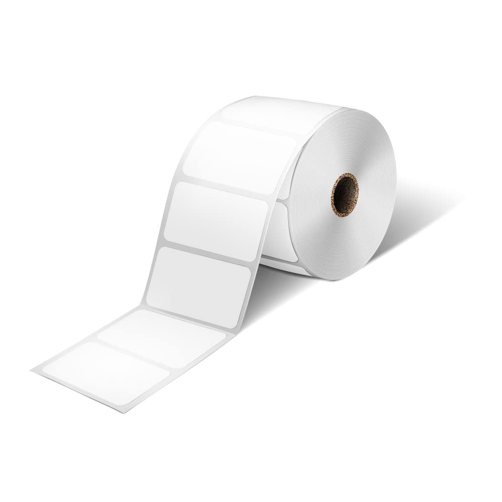 2 inches x 1 inch Direct Thermal Labels UPC Barcode, Perforated, for Zebra & Rollo Printers, 1300/Roll, 12 Rolls, White