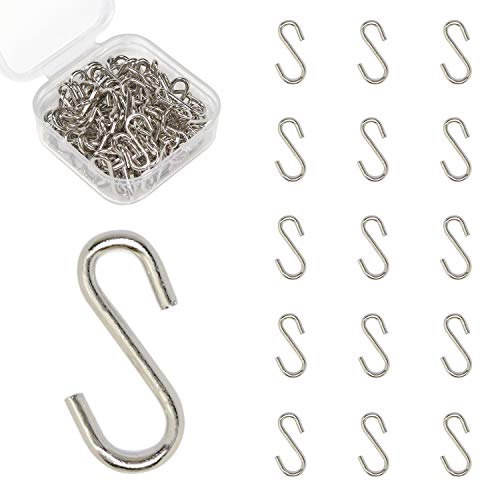 Mini S Hooks Connectors S Shaped Wire Hook Hangers 100pcs Hanging Hooks for DIY Crafts, Hanging Jewelry, Key Chain, Tags, Fishing Lure, Net Equipment (0.59 Inch)
