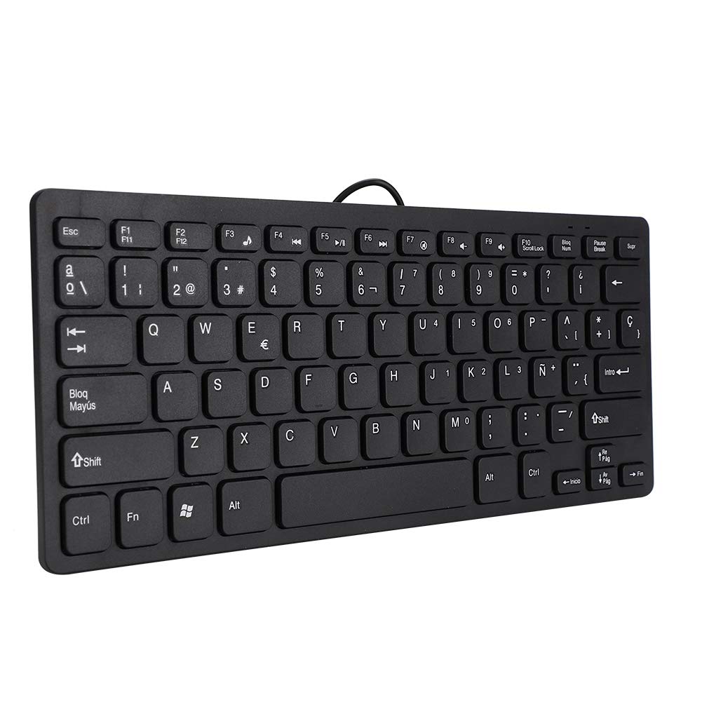 M ugast Wired Keyboard,78 Keys Ultra-Thin Mini Portable USB PC Corded Business Keyboard,Computer Gaming Keyboard for Desktop Computer,Splash-Proof Design,Spanish