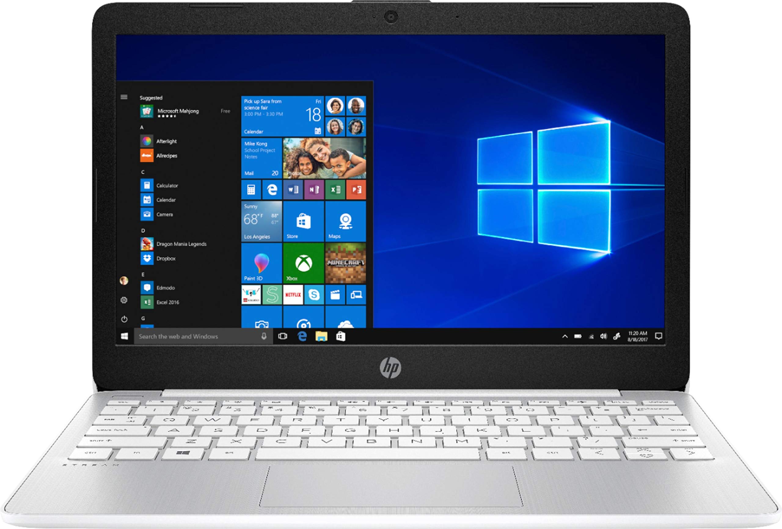 HP 2021 Stream 11.6 Inch Laptop with Webcam, Intel Celeron N4000 up to 2.6 GHz, 4GB RAM, 32GB eMMC, Bluetooth, HDMI, USB Type-C, Win 10 S, White + NexiGo 128GB MicroSD Card Bundle