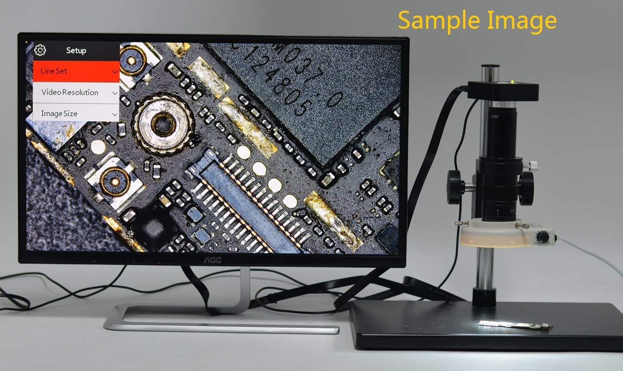 HAYEAR Full Set 34MP 21MP 1080P 60FPS 2K HD HDMI USB C-Mount Electronic Industry Microscope Camera Digital Magnifier for PCB Repair + 180X C-Mount Lens+8" HD LCD Monitor + 60 LED Illumination Light