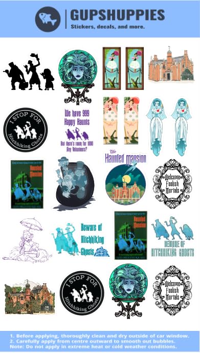 20 Pcs Value Pack Haunted Waterproof Mansion Sticker Decal Vinyl Aesthetic SUV Truck Colorful Laptop Bike Bumper Car Luggage Skateboard Water Bottle Guitar Windows Bumper Tumbler
