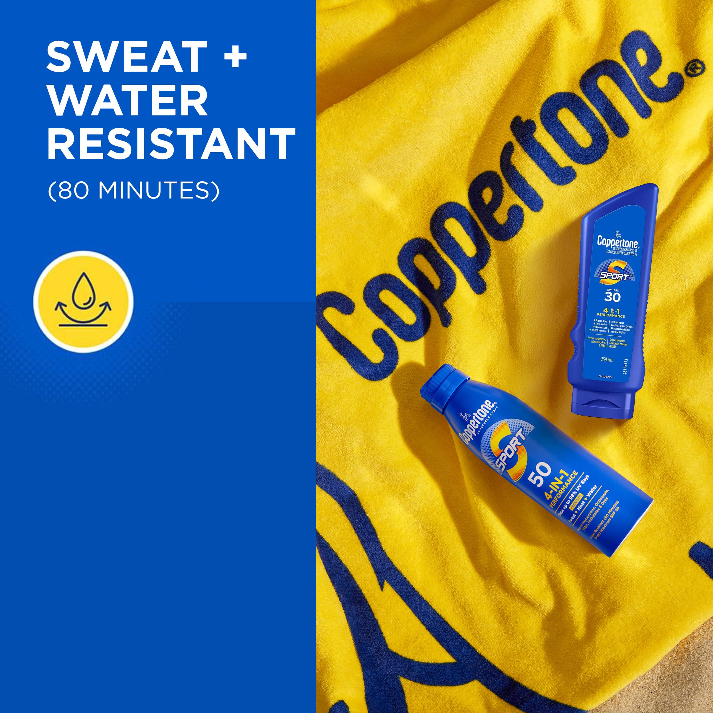 Coppertone SPORT Sunscreen SPF 100 Lotion, Water Resistant Sunscreen, Body Travel Size 3 Fl Oz