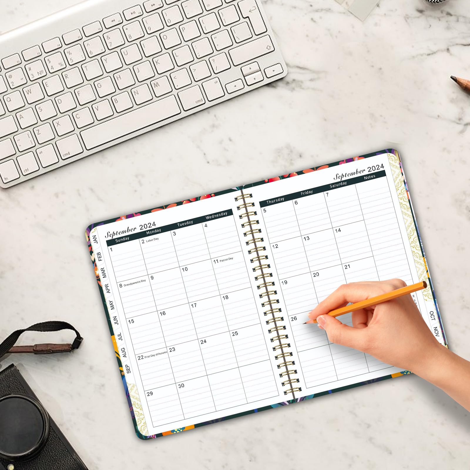 2024 Planner Weekly and Monthly, 2024 Planner 6.2" x 8.5", Academic Planner 2024,Planner Notebook with Tabs and Stickers,Twin-wire Binding,Inner Pocket, Calendar Planner Jan. 2024 - Dec. 2024 (1 Pack)