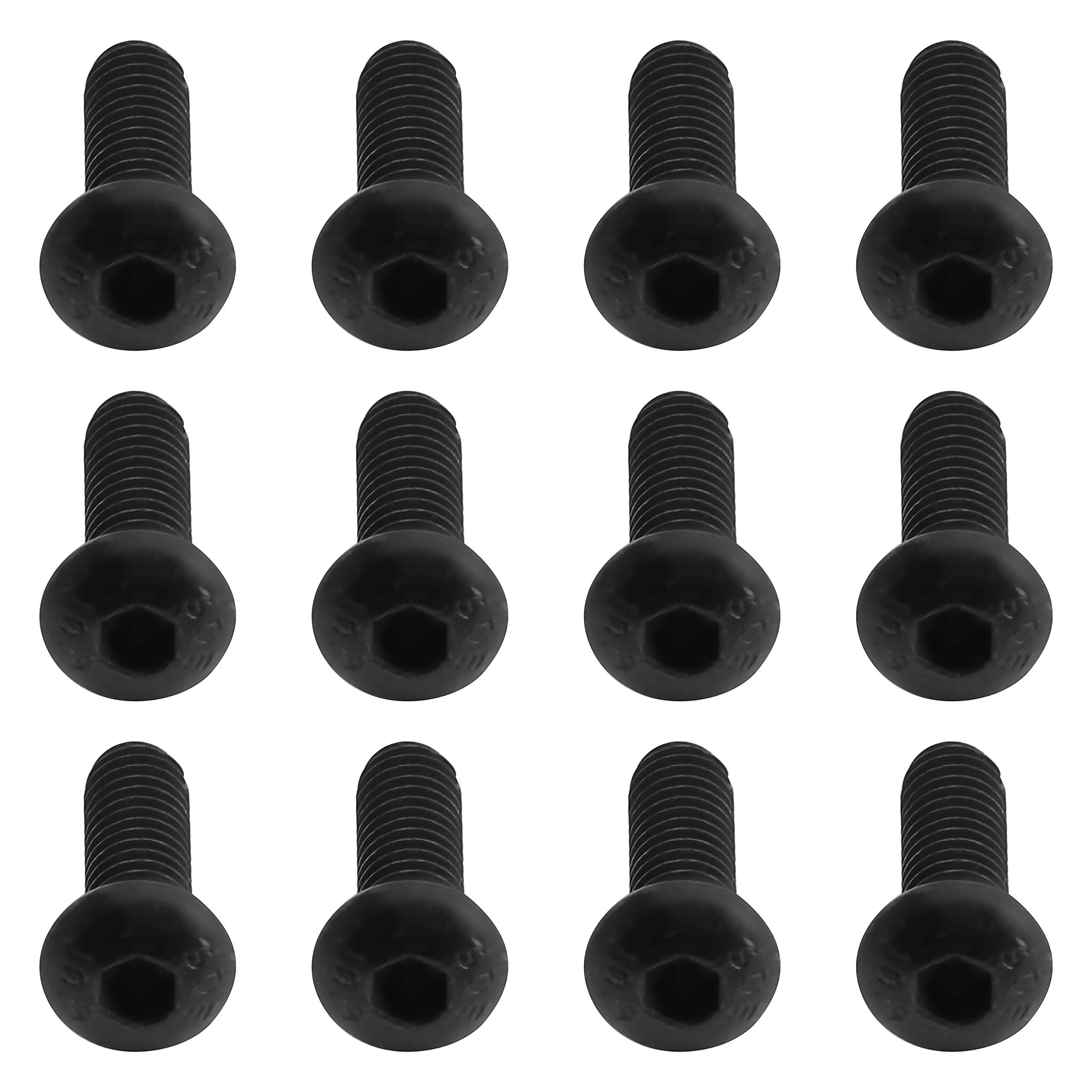 Yinpecly M4x12mm Hex Socket Head Machine Screws Carbon Steel Inner Hex Socket Round Head Screw Fasteners Furniture Bolts Black Tone 50Pcs