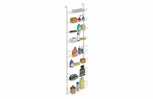 ClosetMaid Adjustable Organizer Rack with Baskets Wall or Over Door Mount, for Kitchen, Pantry, Utility Room, Closet, 18 in. W, White Finish, Inch