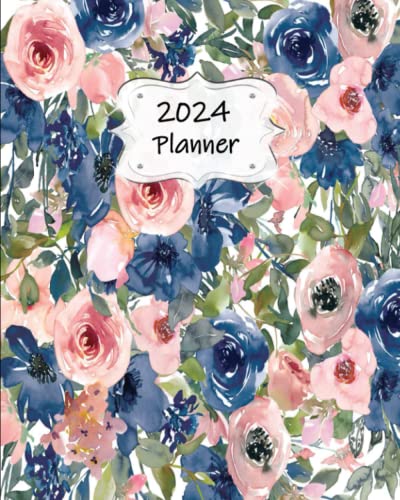 2024 Planner: Daily Weekly and Monthly Calendar | Schedule Organizer | January to December | Watercolor Flower