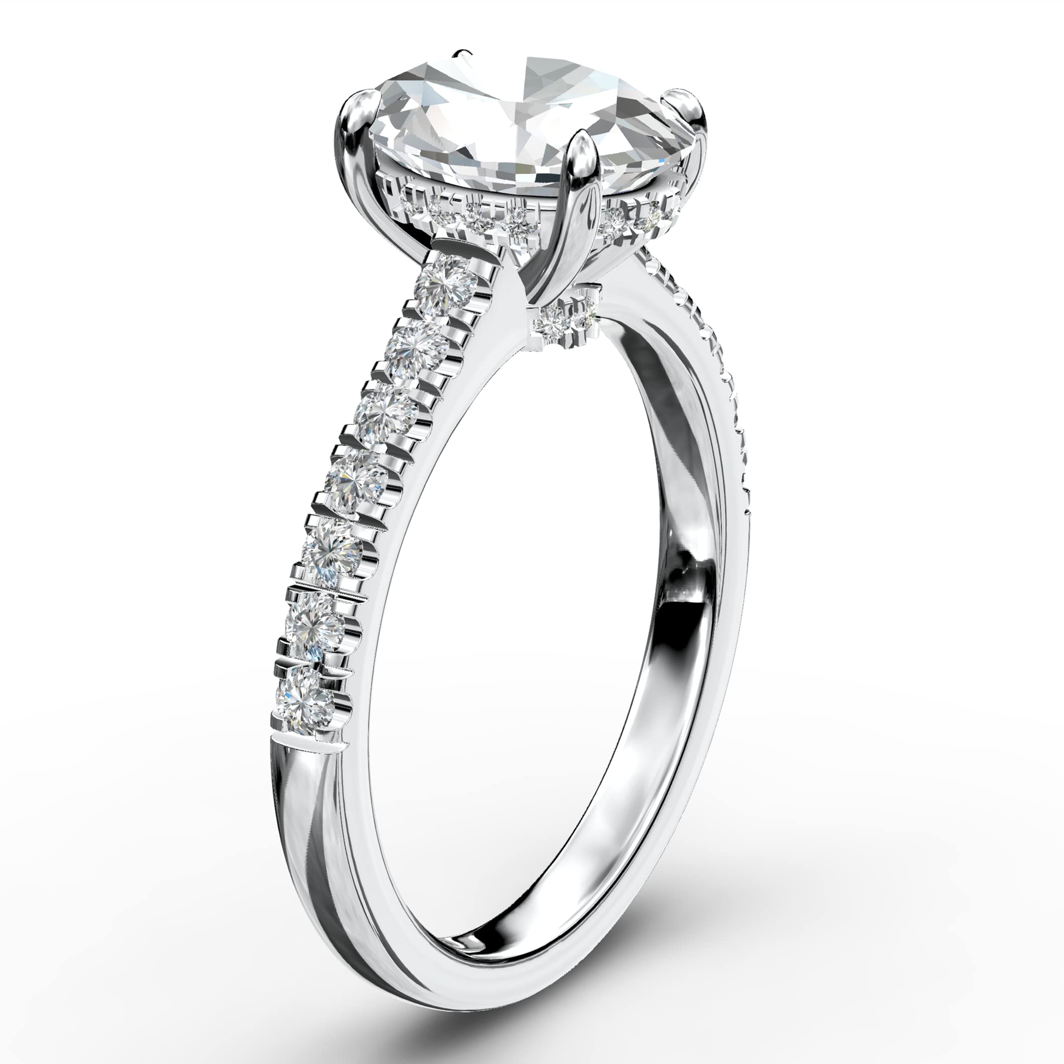 3.46 Carat Moissanite Rings, Sterling Silver with 18K White Gold Plated Solitaire Engagement Ring, Silver, Moissanite