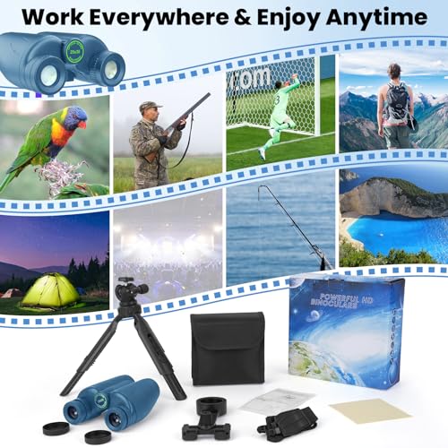 20x25 Compact Binoculars for Adults High Powered and Kids,Waterproof Binoculars for Hunters with Low Light Vision,Easy Focus Bird Watching for Adults Outdoor Hunting Travel,Blue