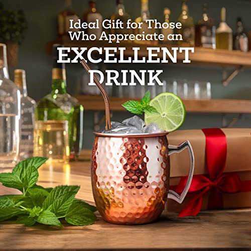 barillio Moscow Mule Mug Set of 2 With Bamboo Stand | Large Size 18 oz copper Cups | Stainless Steel Lining & Pure Copper Plating