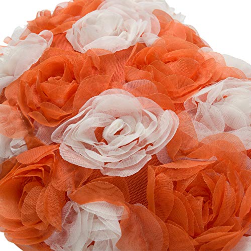 JWH Heart Shaped Throw Pillow Cover Decorative 3D Flower Accent Pillow Case Aesthetic Floral Cushion for Bed Bedroom Couch Living Room with Insert 14 x 16 Inch White Orange