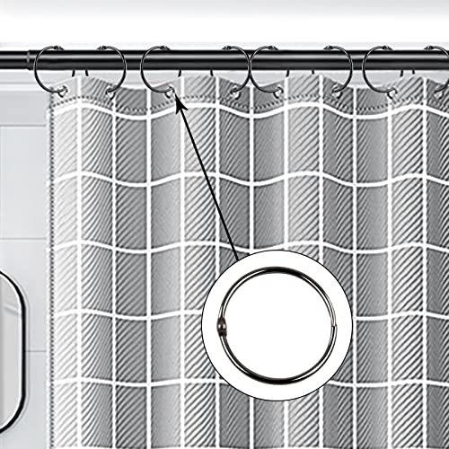 Black 24 Pack, MOVNO Shower Curtain Rings, Rustproof Decorative Shower Curtain Hooks Metal Round Shower Ring Hooks for Bathroom Shower Rod