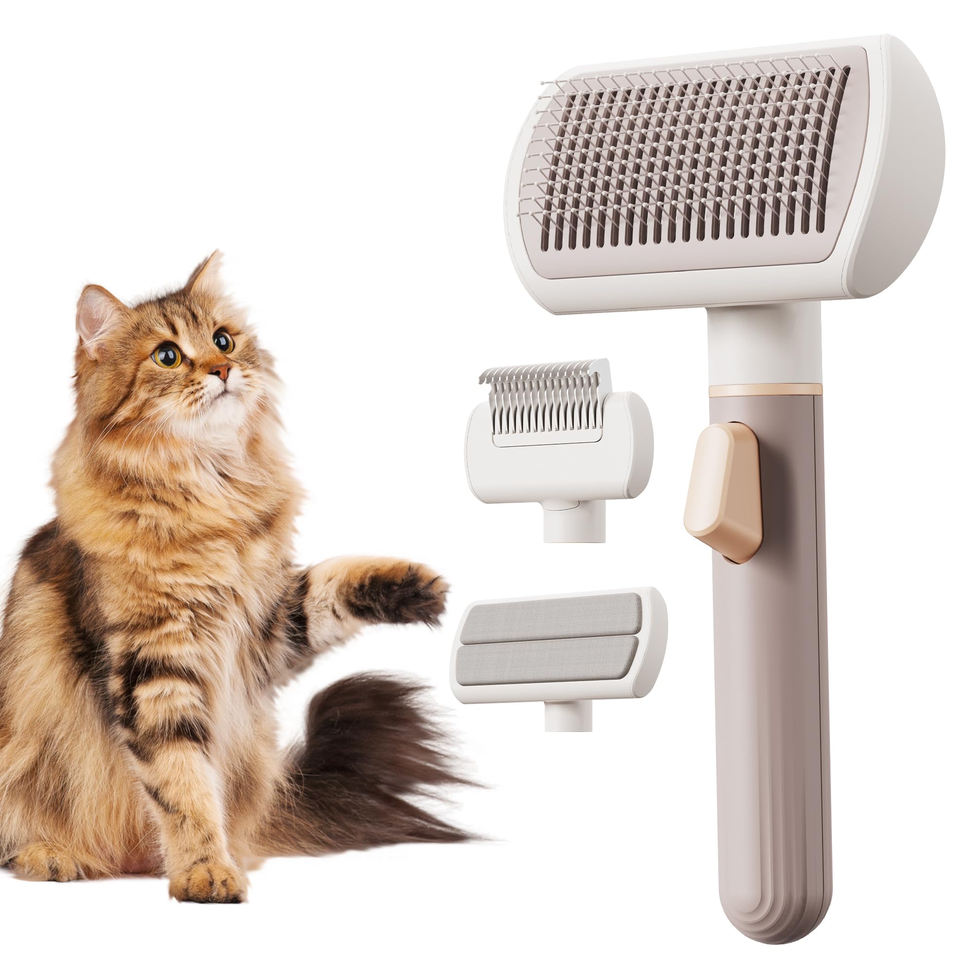 3 in 1 Long Hair Pet Grooming Kit, Long Hair Cat Brush, Pin Brush for Shedding, Undercoat Rake for Cats, Cat Detangler Brush, Pet Hair Removal Tool, Cat Brushes for Indoor Cats, Cat Comb,