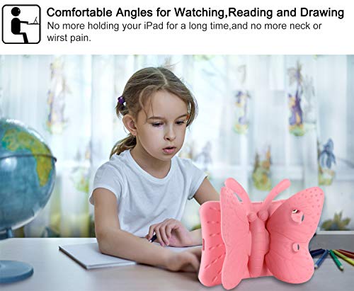 Hllhunkhe Compatible with iPad Air 4 10.9" Case 2020/iPad Pro 11" 2020 Case for Kids, 3D Cartoon Butterfly Non-Toxic EVA Light Weight Shockproof Case with Kickstand (Pink)