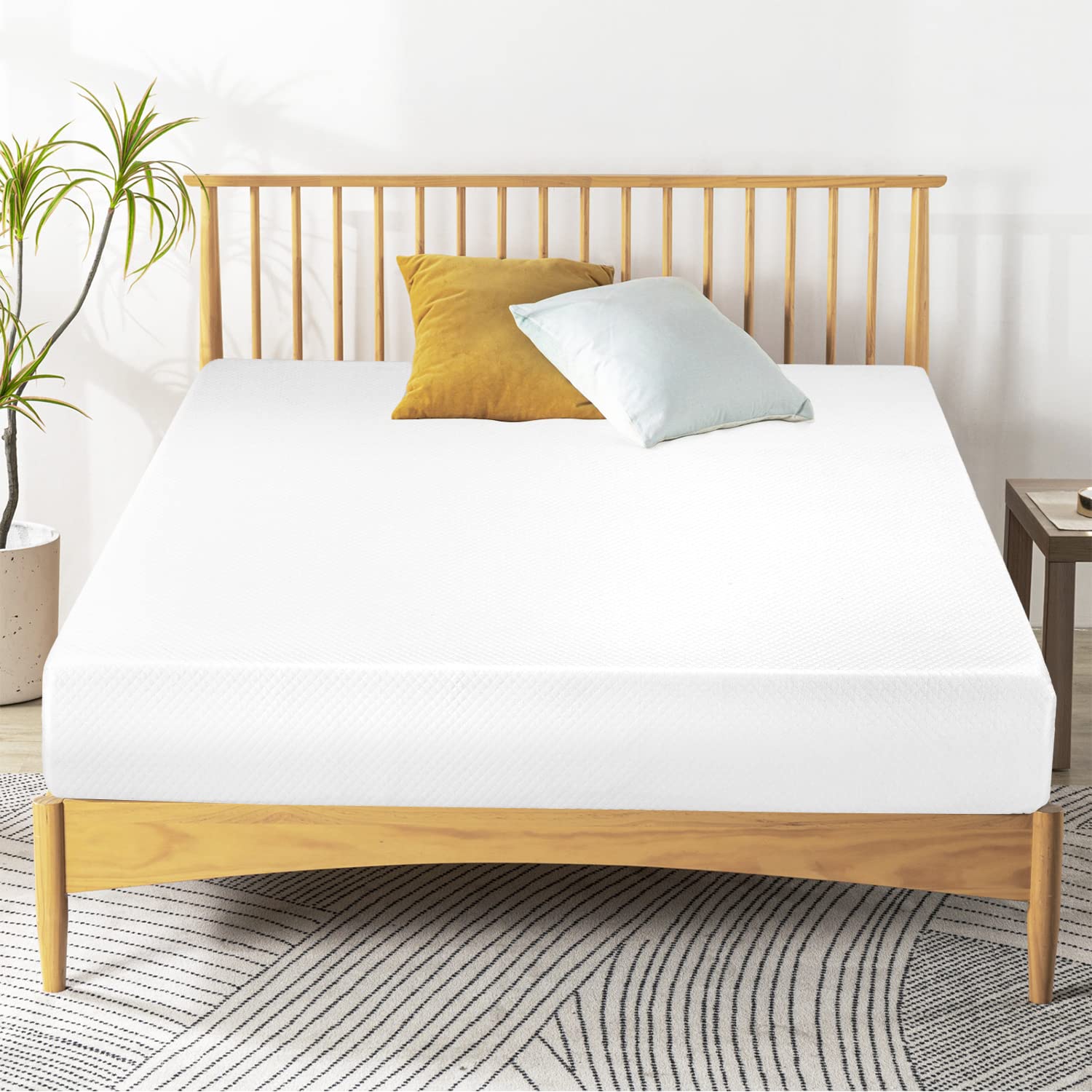 5/6/8/10/12-inch Gel Memory Foam Full Size Mattresses in A Box Full Size Lucid Mattress for Cool Sleep & Pressure Relief Medium Firm Vibe Mattress for Twin Bed,CertiPUR-US Certified,75×54×12,White
