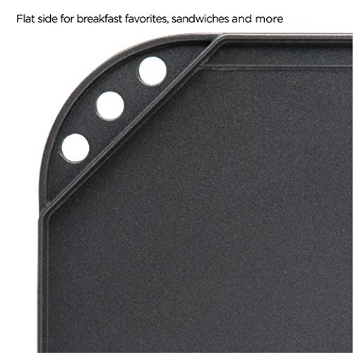 Ecolution 19.5β x 11, Non-Stick, Dishwasher Safe, Double Burner Family Pan Cookware, Cast Aluminum, Reversible Grill/Griddle, Black