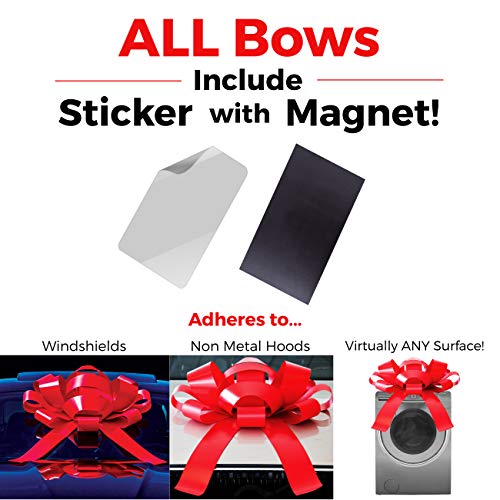 CarBowz Big Pink Car Bow, Happy Birthday Bow, Giant 30" Bow, Non Scratch Magnet, Weather Resistant Vinyl