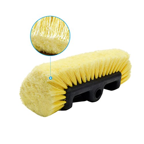 CARCAREZ 10" Car Wash Brush with Soft Bristle for Auto RV Truck Boat Camper Exterior Washing Cleaning, Yellow