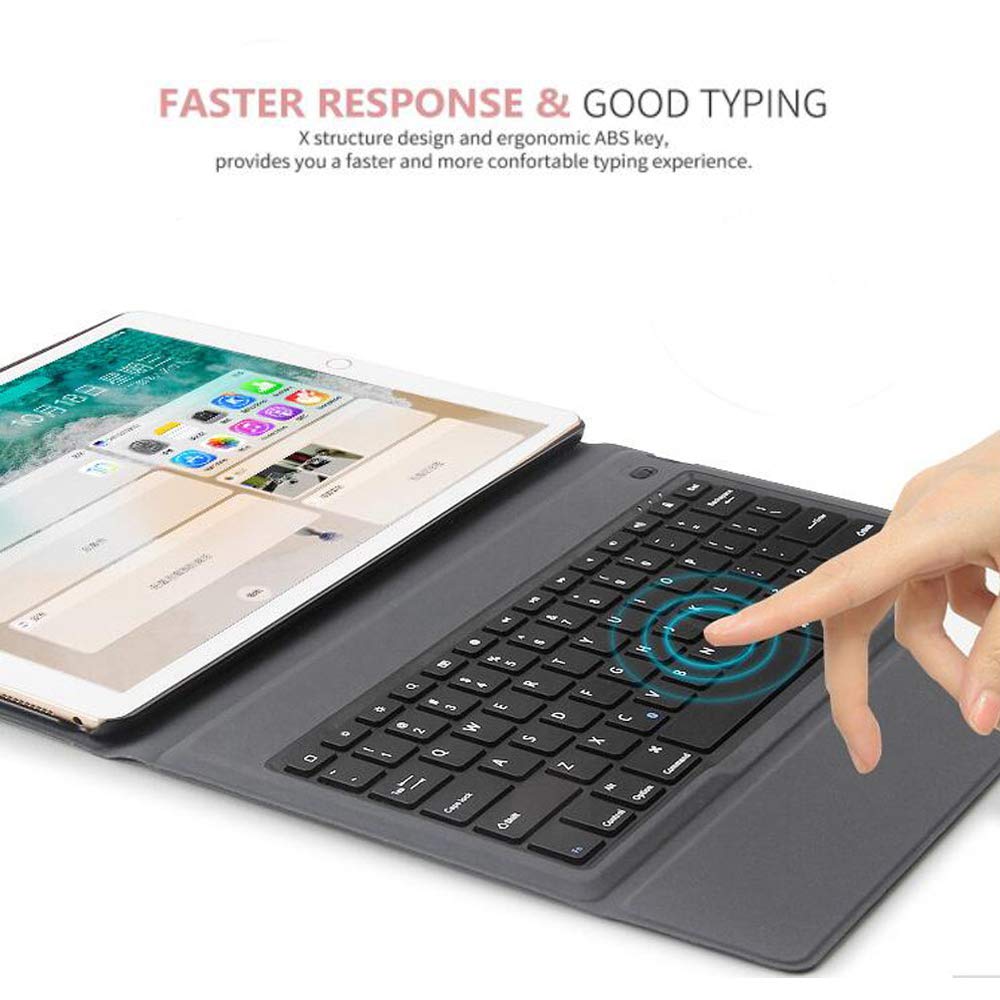 casefromme for iPad Pro 12.9 Keyboard Case,Slim Lightweigh Folio Shell Protective Stand Leather Cover for iPad Pro 12.9 inch 1st & 2nd Generation(2015 & 2017 Black