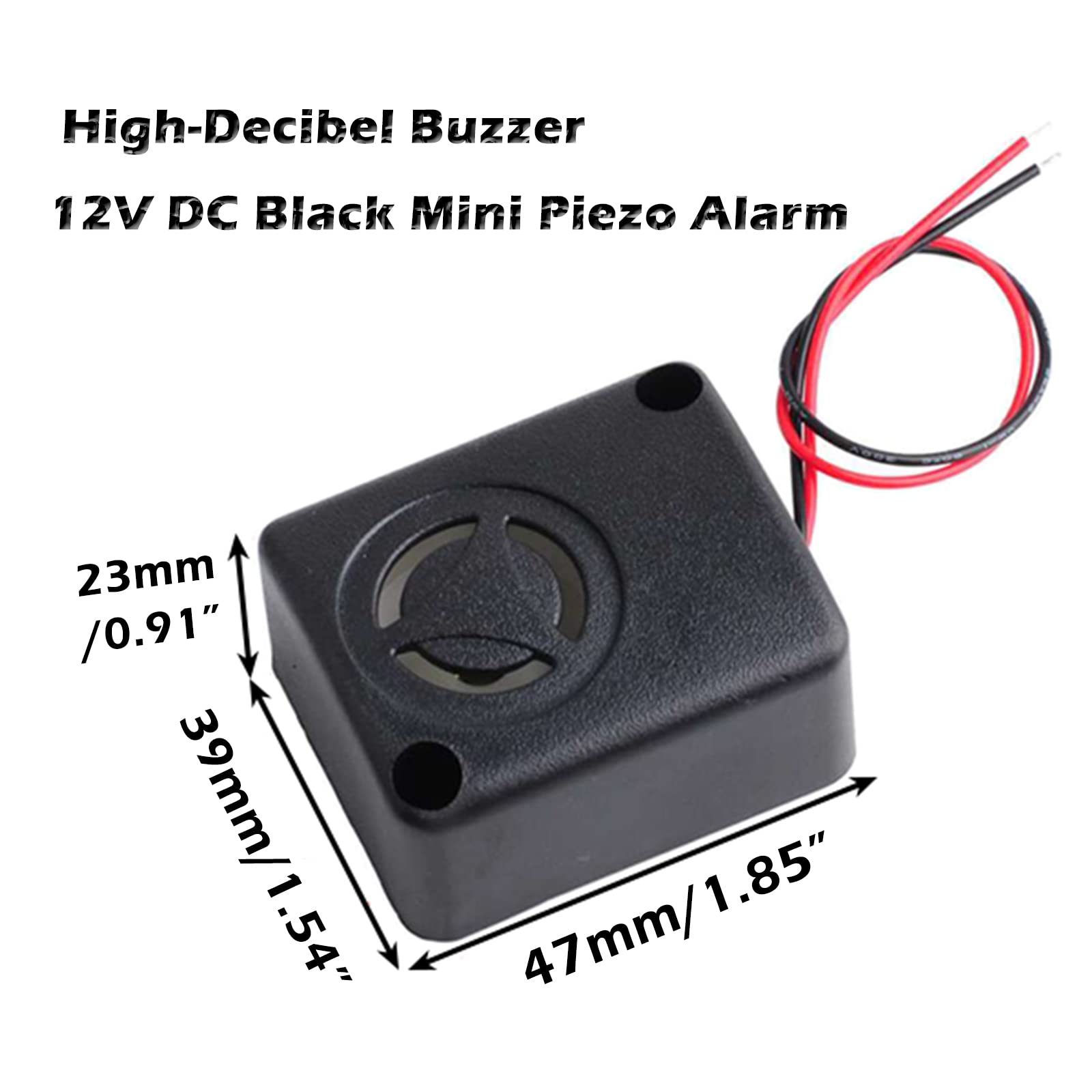 Wishiot 12V DC Black Mini Piezo Alarm Siren 110dB Insurance Safes Anti-Theft Alarm High-Decibel Buzzer for Car(Pack of 5)