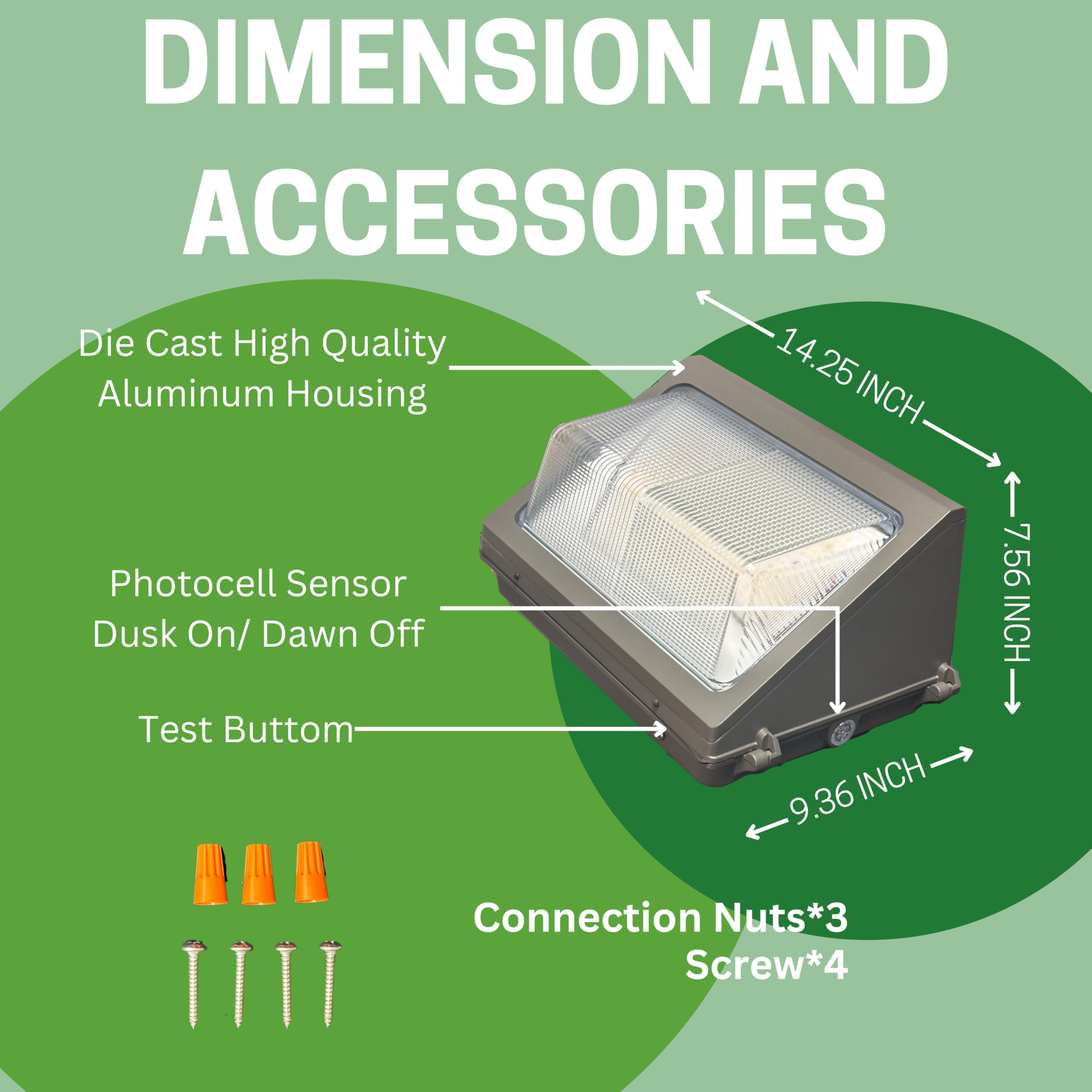 E2 Lighting Non Cut Off LED Wall Pack 80 watts with Emergency Battery Backup and photocell / E2WP80W27V50K-E, RoHs Compliant UL and DLC Certified LED Wall Packs Commercial, 5 Year Warranty