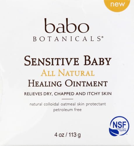 Babo Botanicals 70+% Organic Sensitive Baby All Natural Healing Ointment with Medical Grade Colloidal Oatmeal, Unscented 4 Ounce