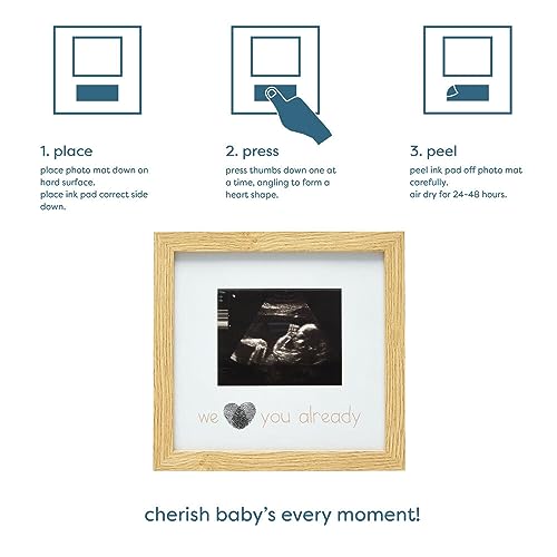 Reece Studio Thumbprint Sonogram Picture Frame, Gender Neutral Baby Keepsake Frame, Family Keepsake, With Included Ink Pad For Mom And Dad's Thumbprints