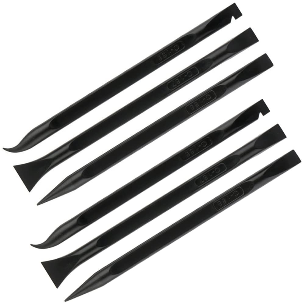 6 Pieces Plastic Scraper Tool Multi-Purpose Scraper Pen-Shaped Scraper Non-Scratch Scraper Cleaning Tool for Cleaning Small and Narrow Space, Black