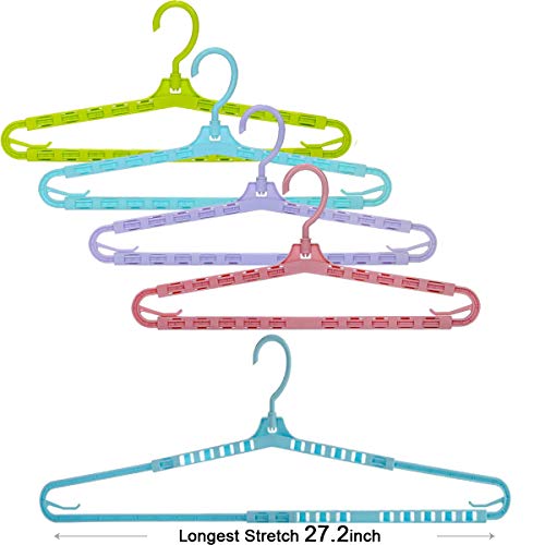 Extra Large Hangers Big Clothes Hangers Enlarge Adjustable Shoulder 16.4"-27.2" Drying Hanger 4 Pack Sturdy Hangers for Wide Polos Tops Cardigans Quilt Bath Towel Big and Tall Shirts 4 Colors Hanger