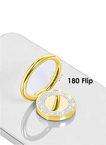 lenoup Glitter Bling Bling Phone Ring Holder,Sparkle Phone Ring Kickstand, Cell Phone Finger Ring Grip for Almost All Phones/Pad(Gold)