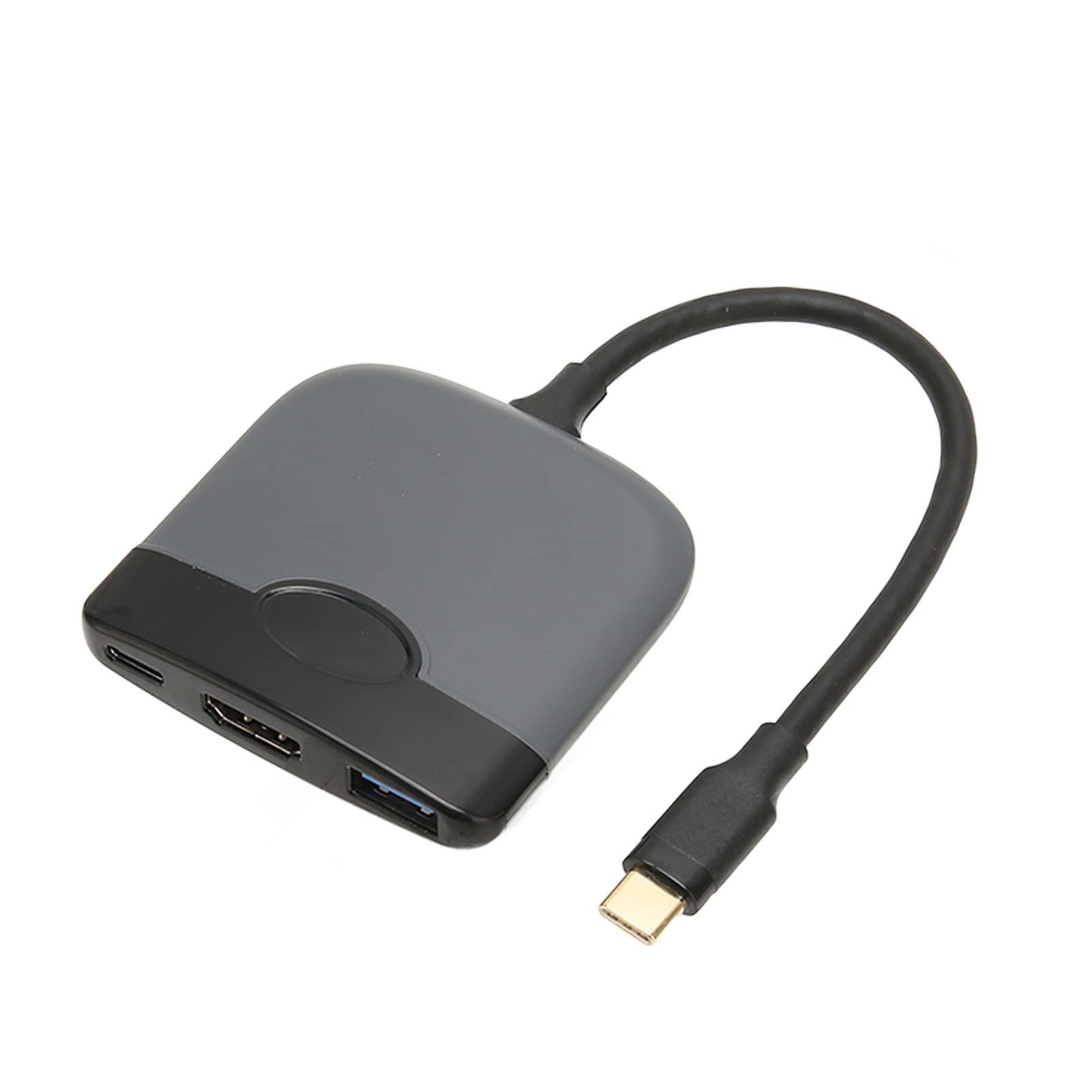 3 in 1 USB C Hub, USB C to HD 3 in 1 Plug and Play Keyboard Multimedia Interface Adapter (Gray Black)