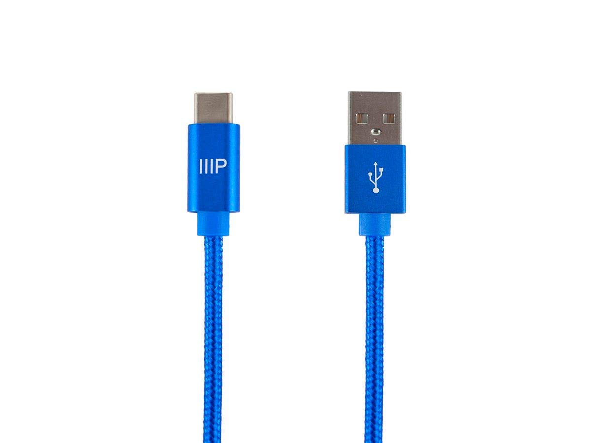 Monoprice USB 2.0 Type-C to Type-A Charge and Sync Cable - Up to 480Mbps, Nylon-Braid, 1.5 Feet, Blue