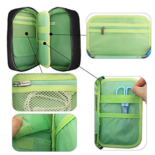 Homecube Pencil Case Big Capacity Storage Pen Bag Makeup Pouch Zippered Students Stationery Bag with Outer Pockets and Handle- 8.23x5.12x3.15- Black