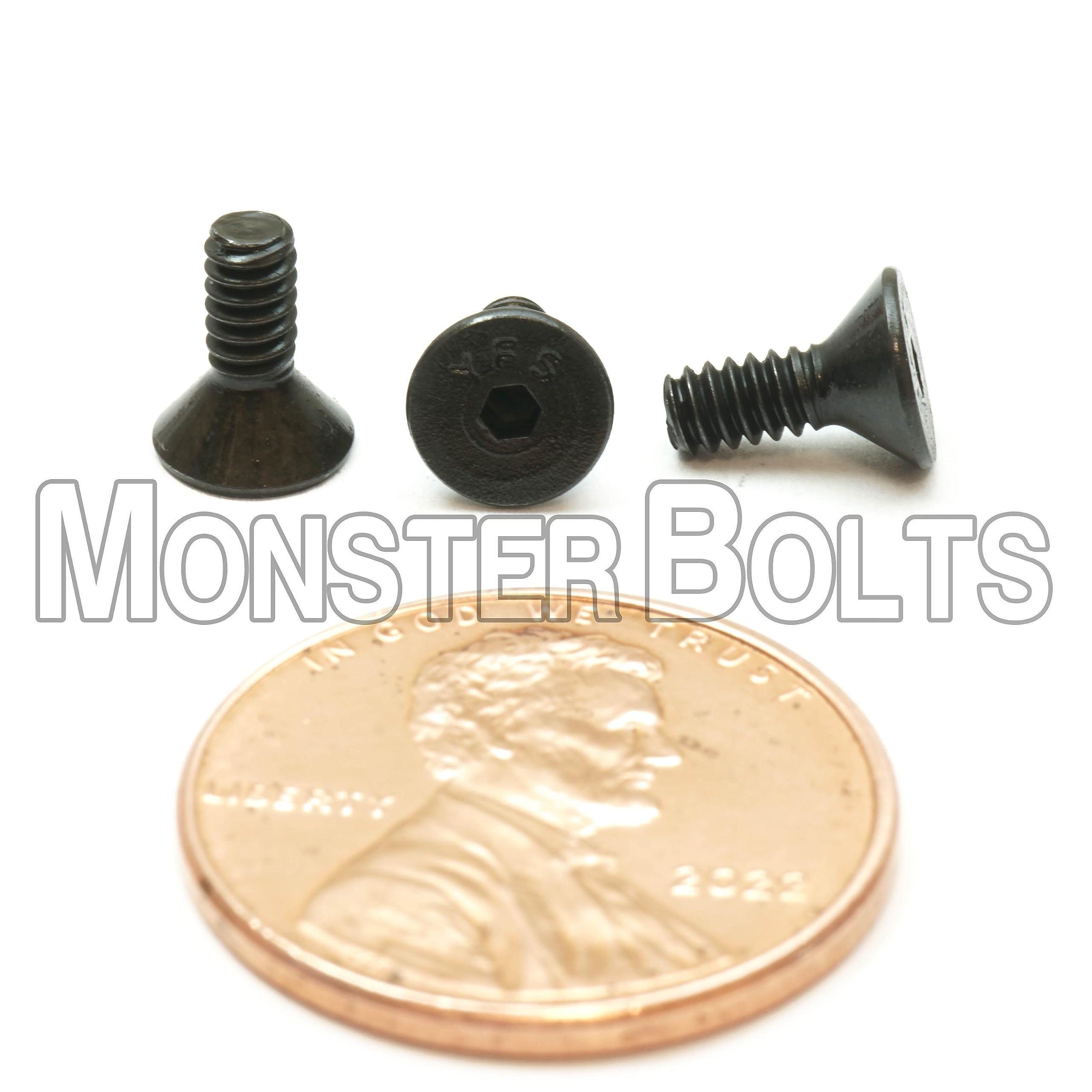 MonsterBolts - #4-40 x 5/16" Flat Head Socket Cap Screws, ASTM F8356, Alloy Steel, Black Oxide, 10 Pack