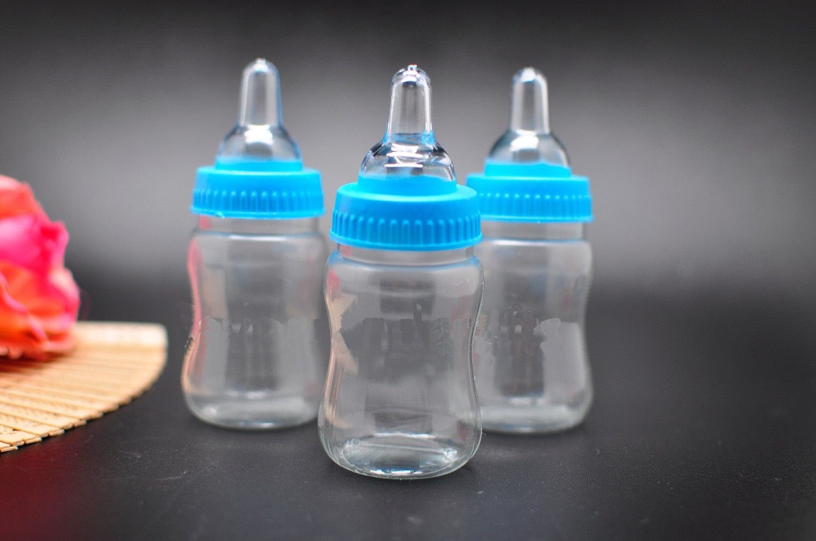 24 Fillable Bottles for Baby Shower Favors Blue Pink Party Decorations Girl Boy (Blue)