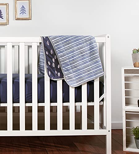 Burts Bees Baby Infant Reversible Blankets 100% Organic Cotton GOTS Certified - On The Road Prints with Quilting Pattern Soft Nursery Blanket with 100% Polyester Fill for Size 30 x 40 Inch