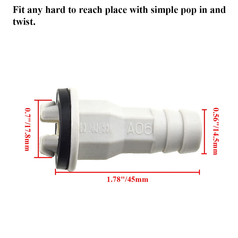 Auleswet 3/5 inch(15mm) Air Conditioner Drain Hose Connector Conduct Condensate Plug Teeth Seal Washer Elbow Fitting Quality Plastic Easy Install Grey 2 Pieces for Window AC Unit Mini Split Frigidaire