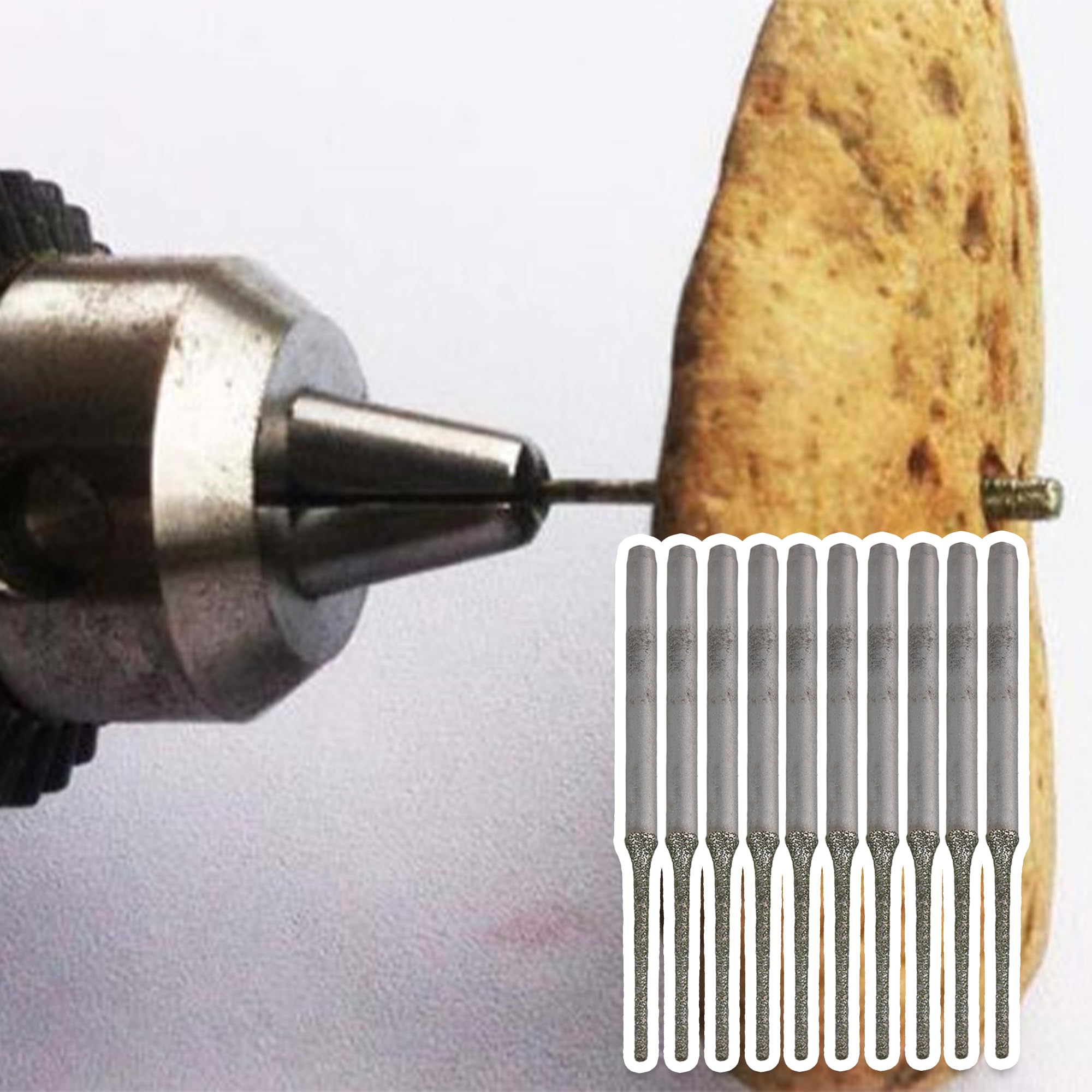 BQLZR 1MM Silver Extended Gems Drill Bits Bowlder Pearls Jewelry Agates Hole Drill Bits Coated Pack of 10