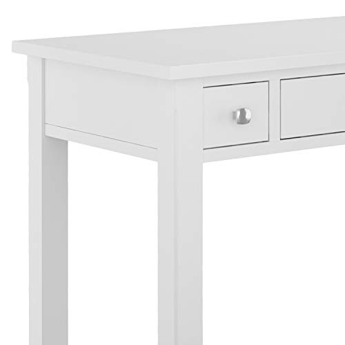 SIMPLIHOME Avalon SOLID WOOD Contemporary 47 Inch Wide Writing Desk in White, For the Office Desk, Writing Table, Workstation and Study Table