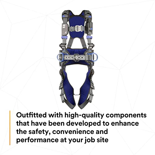 3M 1113133 DBI-SALA ExoFit X300 Comfort Construction Positioning Safety Harness, Construction Fall Protection, Aluminum Back and Hip D-Rings, Auto-Locking Quick Connect Leg and Chest Buckles, 2X
