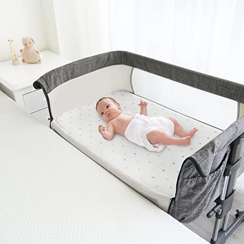 Bassinet Mattress Topper 33" x 20" Fits Mika Micky, Baby Delight, Koolerthings and Other Bedside Sleeper Bassinet, Waterproof Lining Breathable Soft, Baby Foam Mattress with Removable Zippered Cover