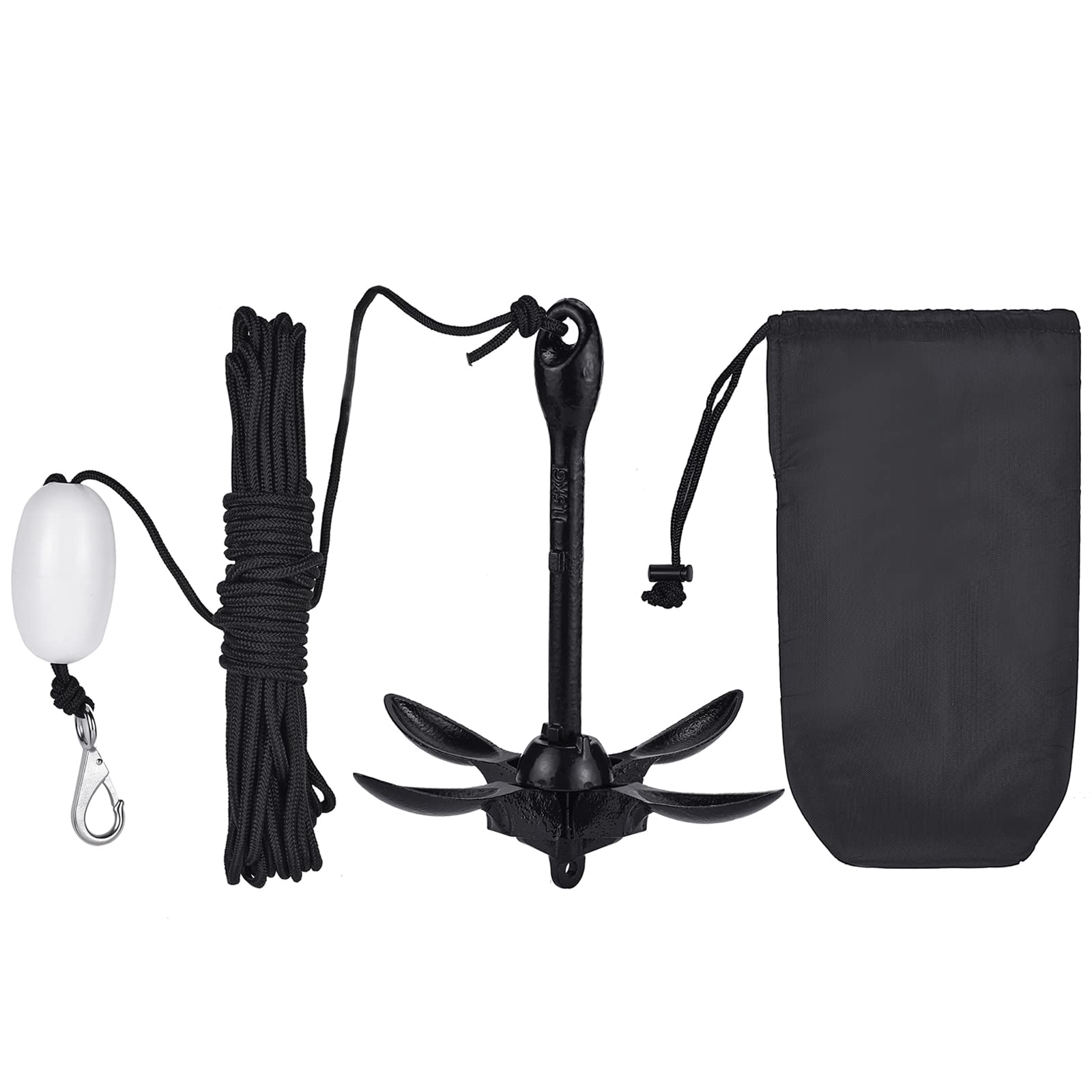 3.5lb Folding Boat Anchor Kit with 40ft Marine Rope for Fishing, Canoes, Paddle Boards, Kayak