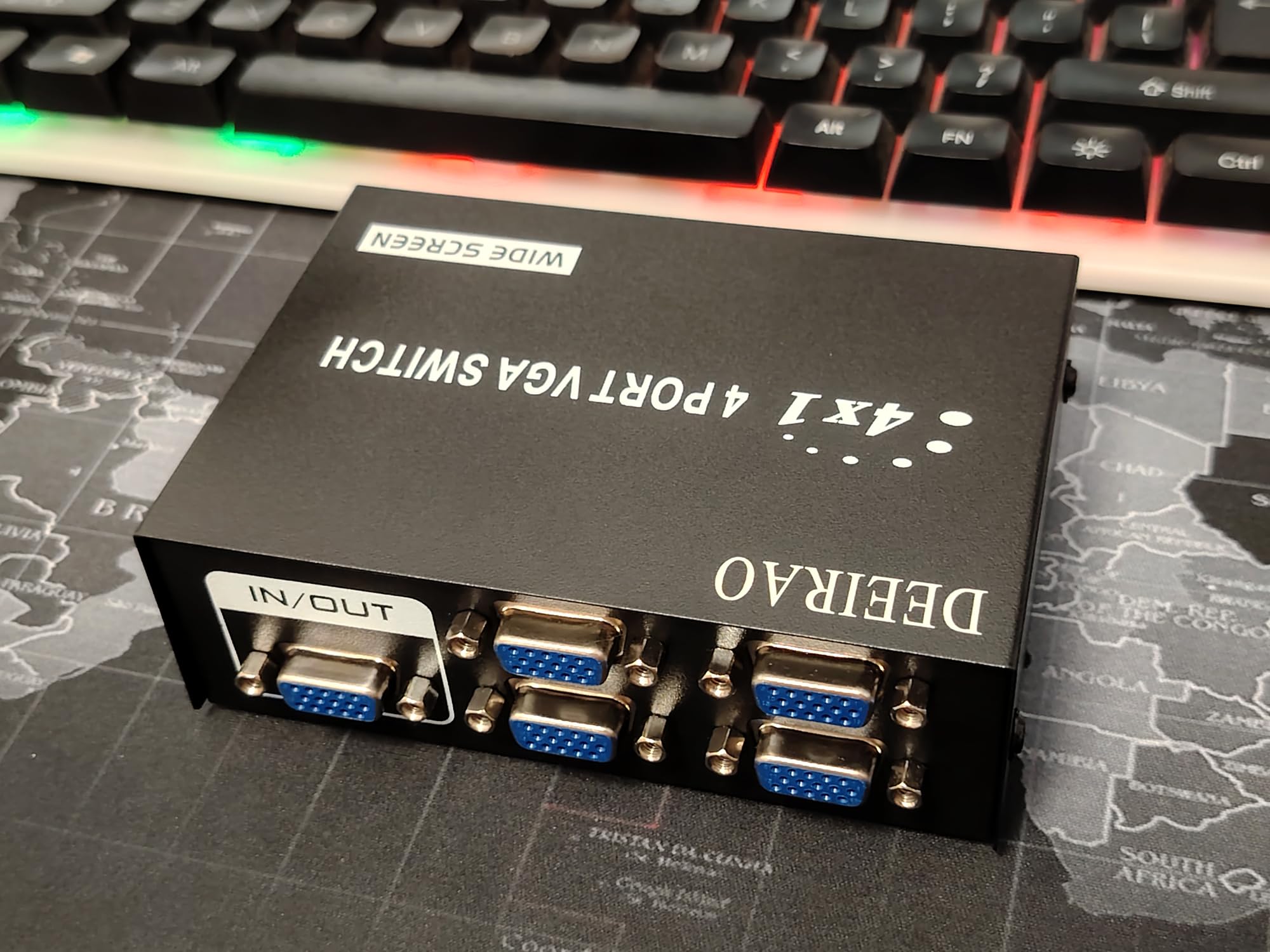 DEEIRAO VGA Switch Box, 4 Port 15 Pin Female (4 in 1 Out) Resolution up to 1920x1440 Signal Splitters for Electronic Apparatus PC Computer Monitor