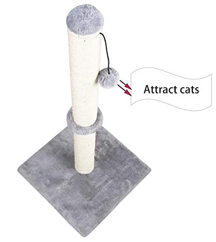 Dimaka 34" Tall Ultimate Cat Scratching Post, Extra High Posts with Natural Sisal Rope and Hanging Ball, Vertical Post Tree Scratch for Indoor Cats and Kittens (Grey)