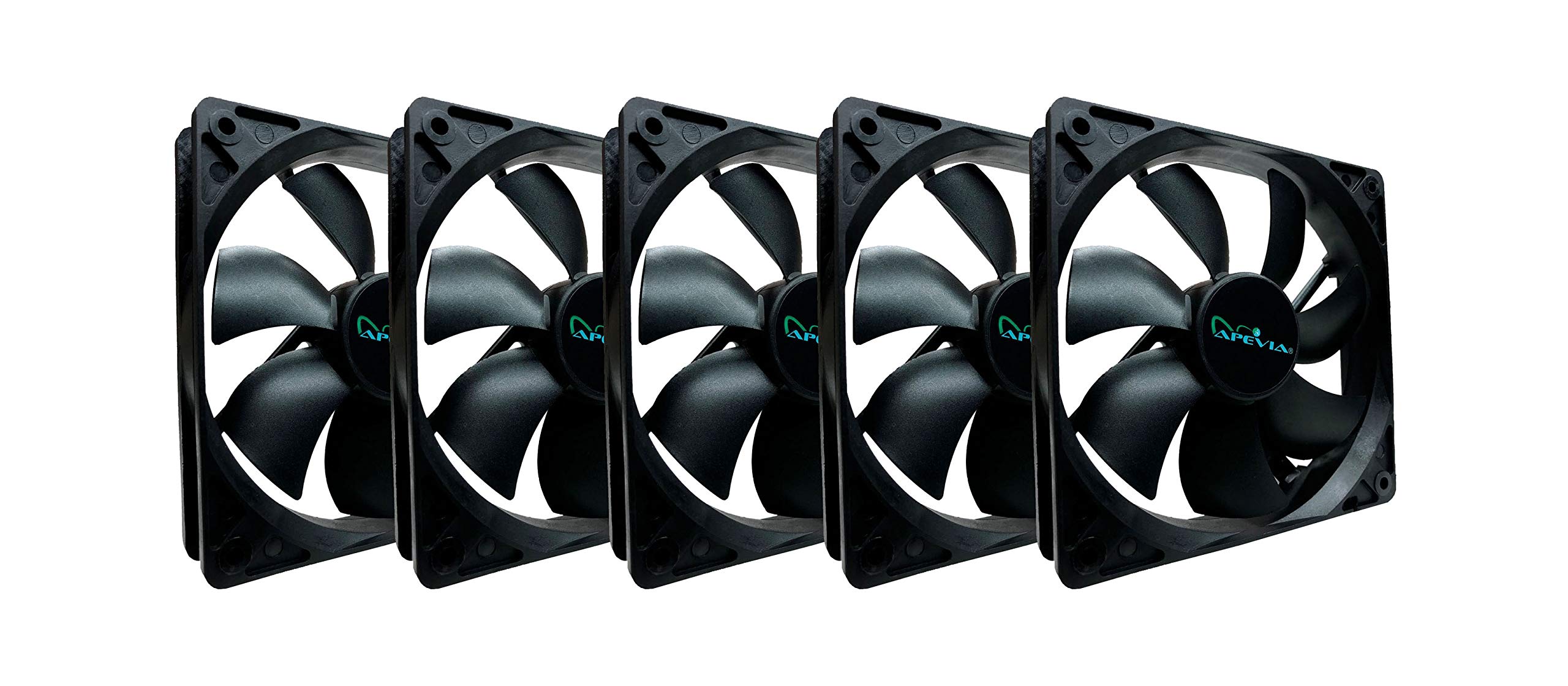APEVIA CF512S-BK 120mm 4pin & 3pin Black Silent Case Fan (5-pk)