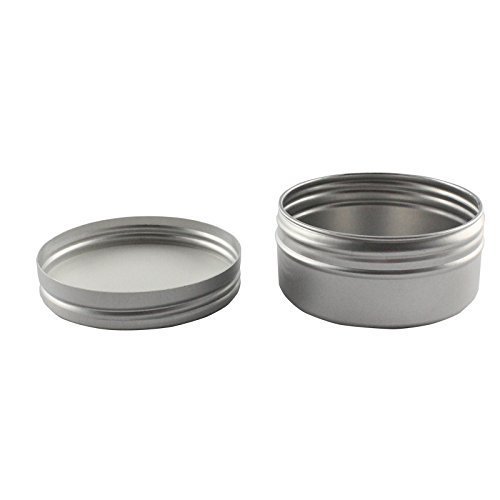 CTKcom 1-Ounce Metal Tins Screw Top Flat Aluminum Silver Slide Round Tin Containers For Lip Balm,Crafts,Cosmetic,Candles,Travel Storage Kit (Pack of 10)