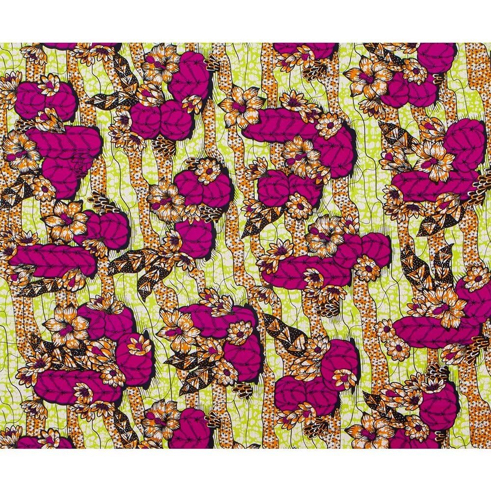 6 Yards Kente African Fabrics Bright Color Polyester African Cloth by Yard Ankara Fabric Sewing for Crafts