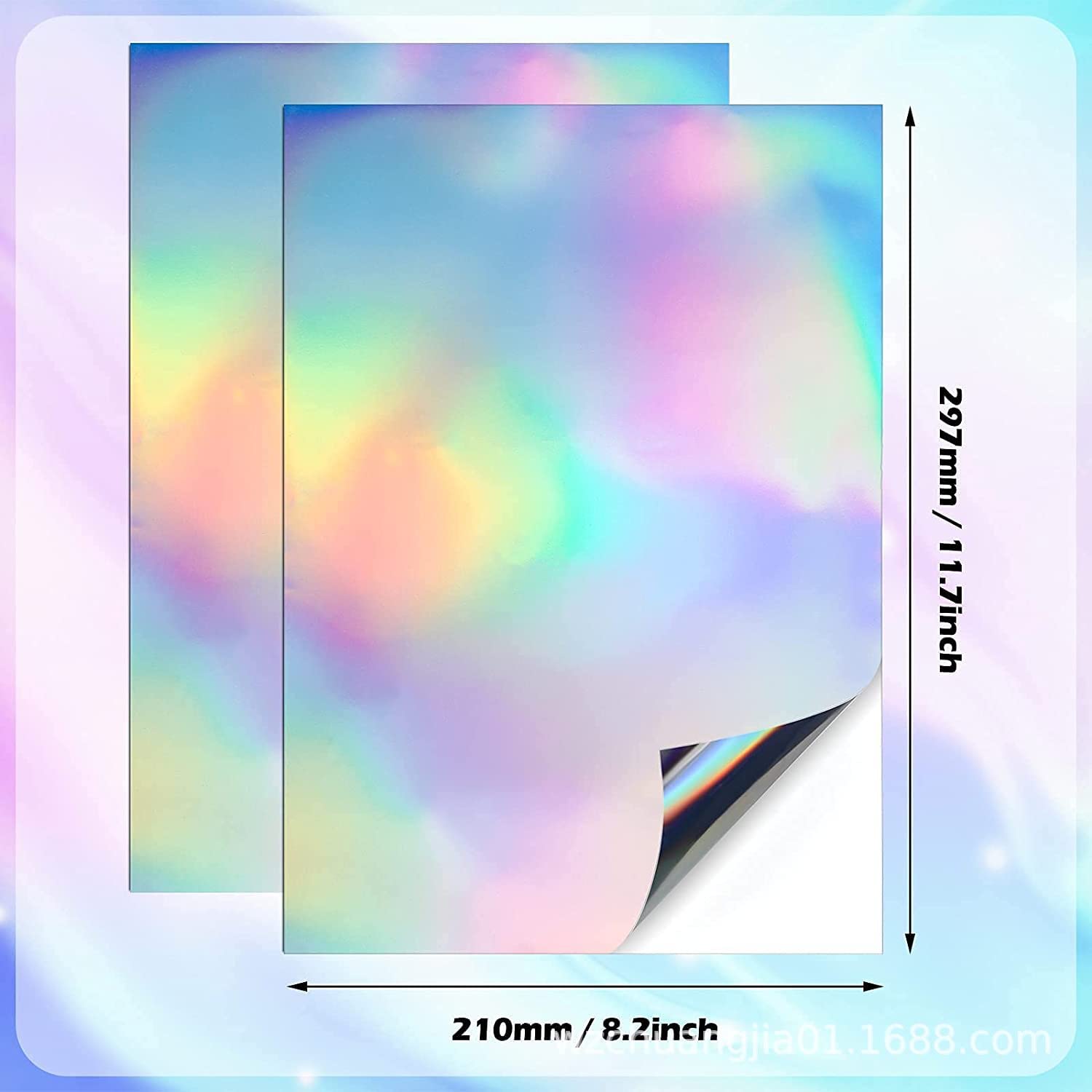 20 Sheets Holographic Sticker Paper for Inkjet Printer & Laser Printer US letter size Holographic Printable Vinyl Rainbow Sticker Printer Paper Adhesive Waterproof Vinyl (8.25 x 11.7 Inch)